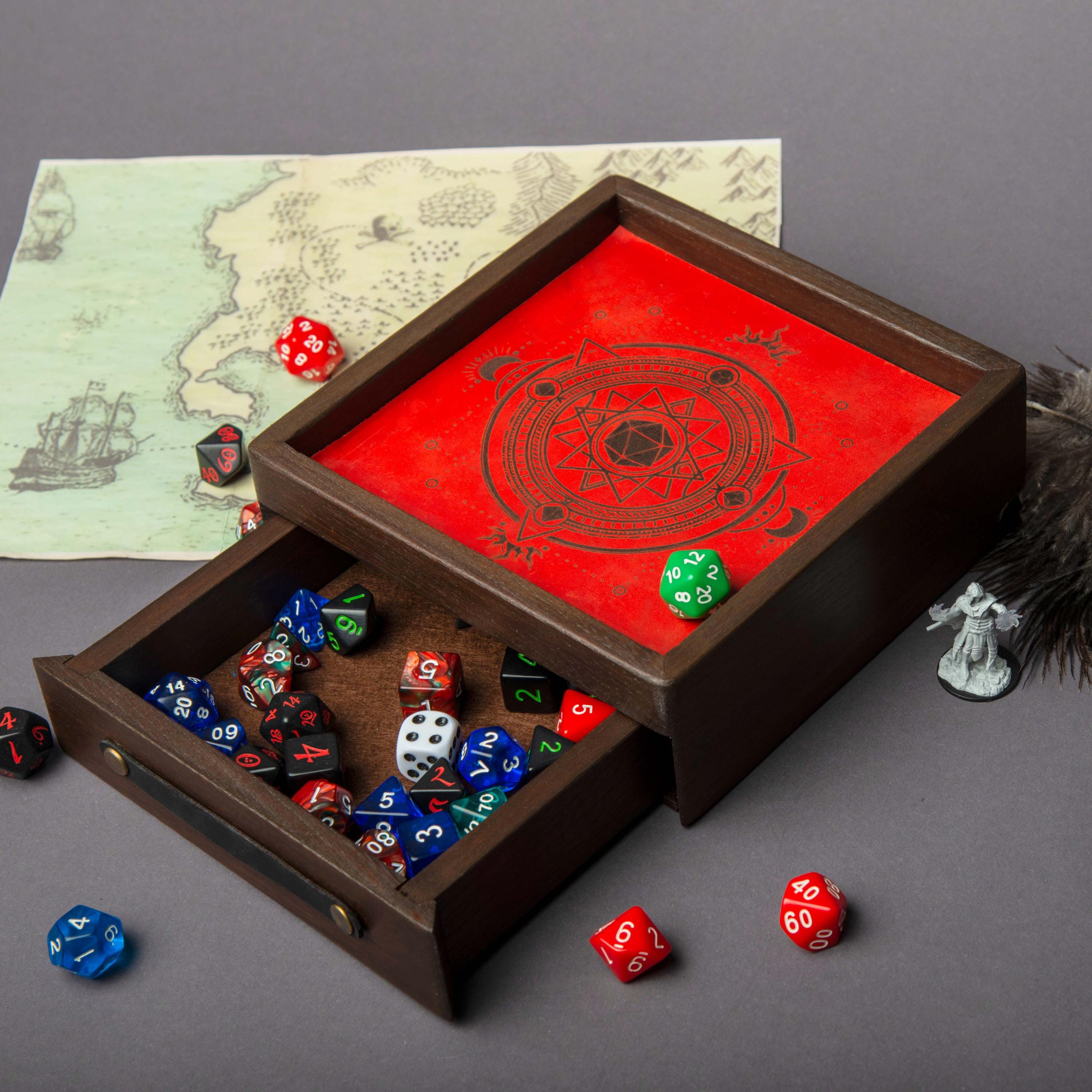 Custom Dice Rolling Tray Wood With Dice Storage, Dnd Dice Tray, Dice ...