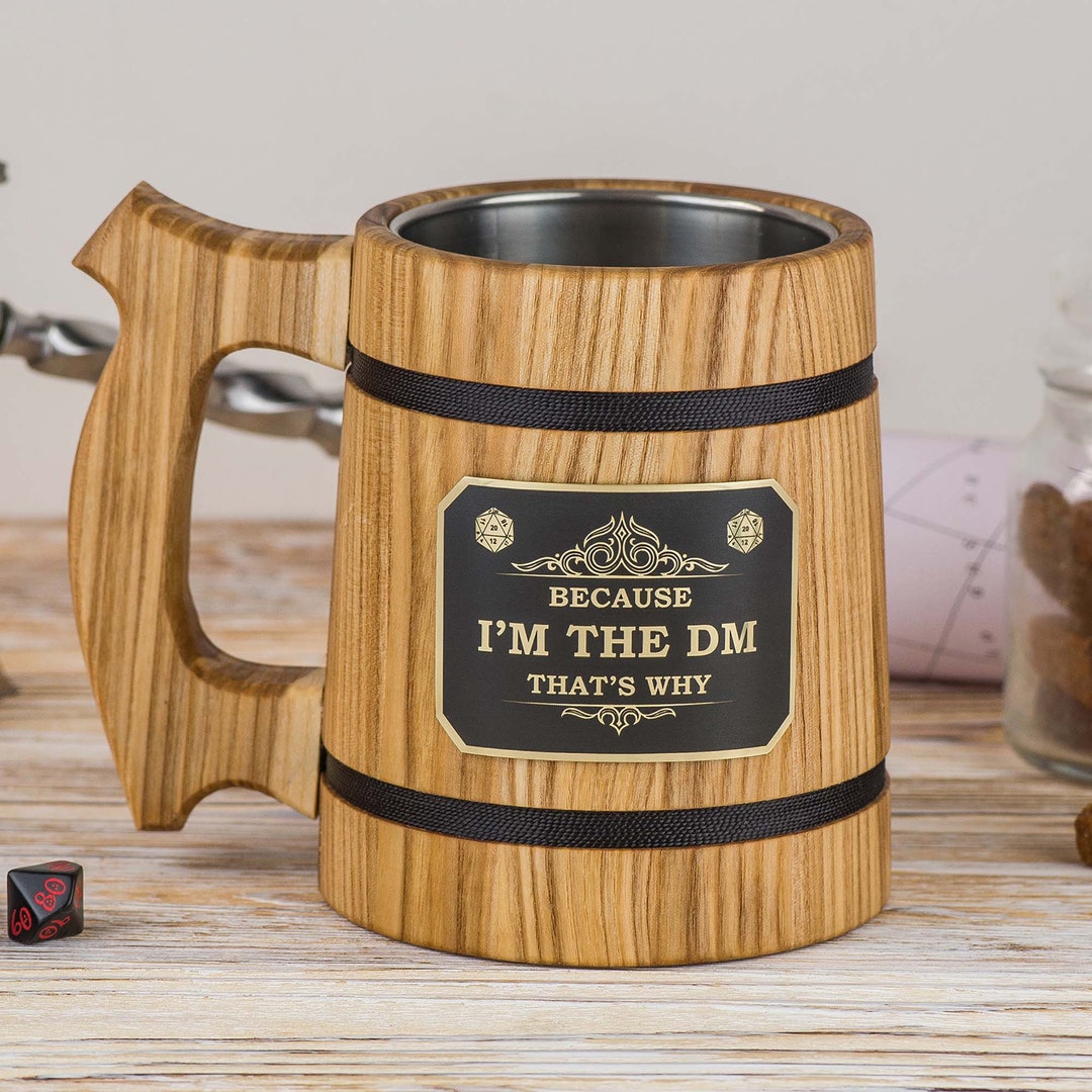 DM Mug, Because I Am Dm Wooden Mug, Wooden Rpg Mug, Dungeons and ...
