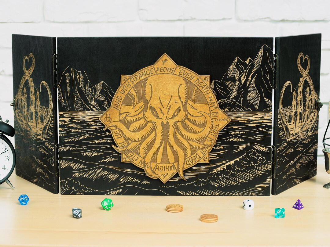 Cthulhu Dm Screen Wood Dnd With Initiative Trackers and Dice Tower ...