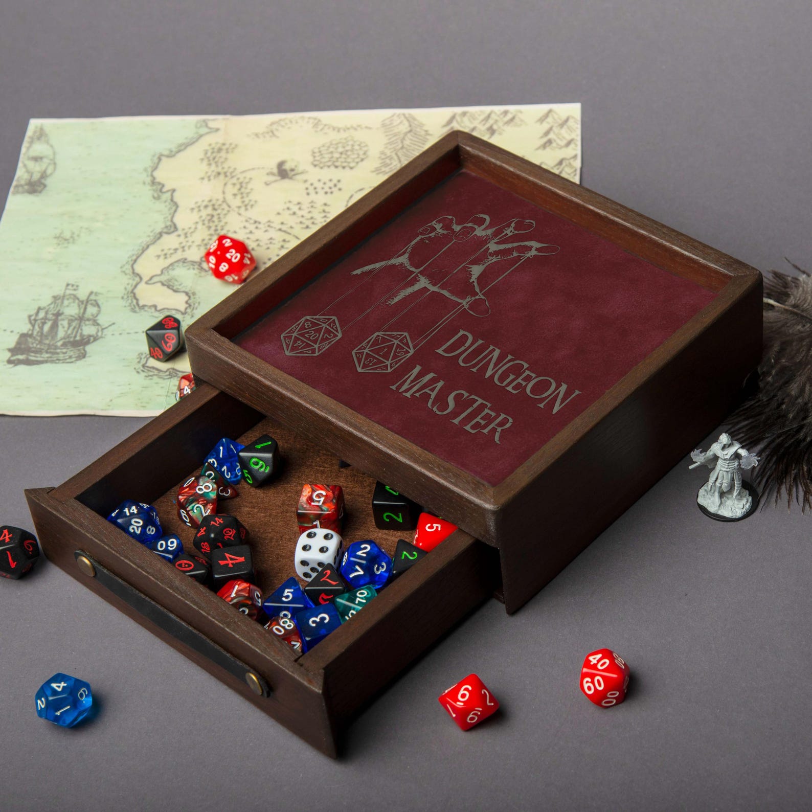 Dnd Dice Tray and Storage, Custom Dice Tray Leather Engraved, Portable ...