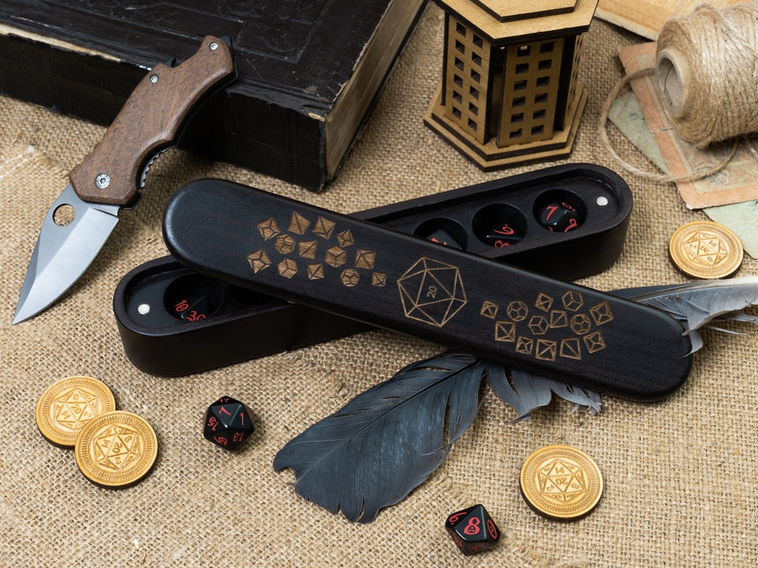 D&D Engraved Gaming Dice Box Wood Dnd Dice Set Gift Box Wooden Box ...