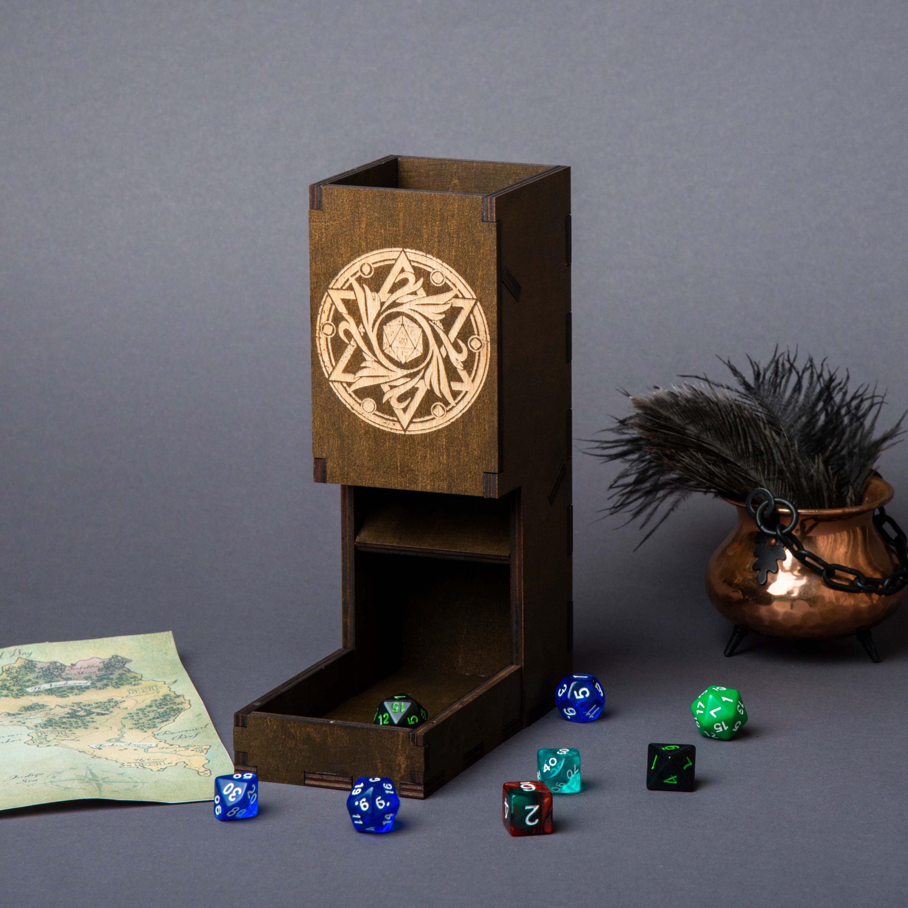 Dnd Dice Tower With Dice Tray Wood, Personalized Engraved Wood Tower ...