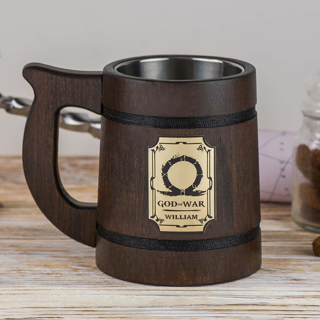 Gof of War Mug Personalized, Mjolnir, Kratos Mug, Custom Beer Stein ...