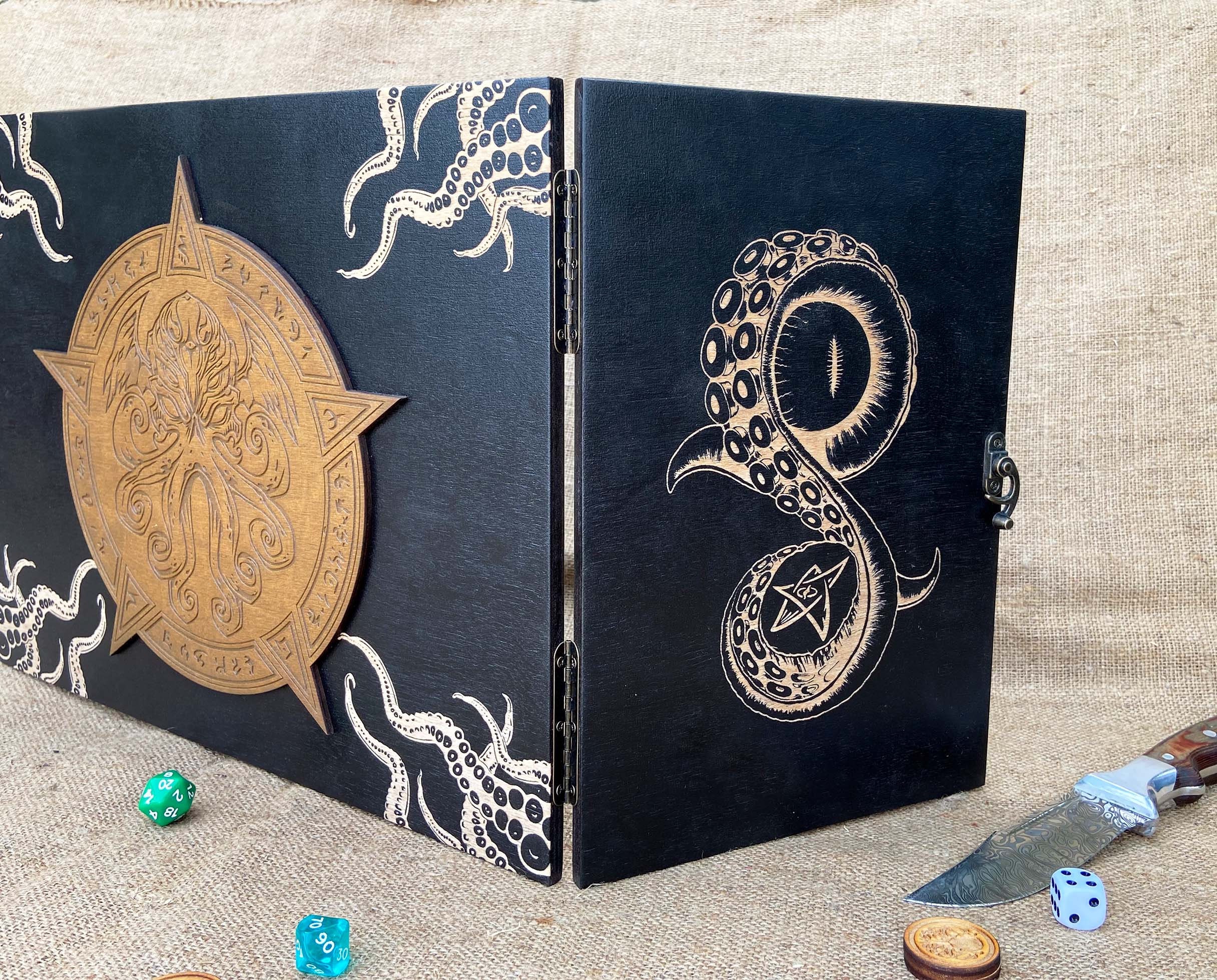 Dm Screen Wood Magnetic Cthulhu Screen Kraken Dungeon Master - Etsy