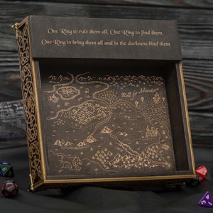 Wooden Dice Tray With Fantasy Map D&D Custom Dice Tray RPG Dice Rolling ...