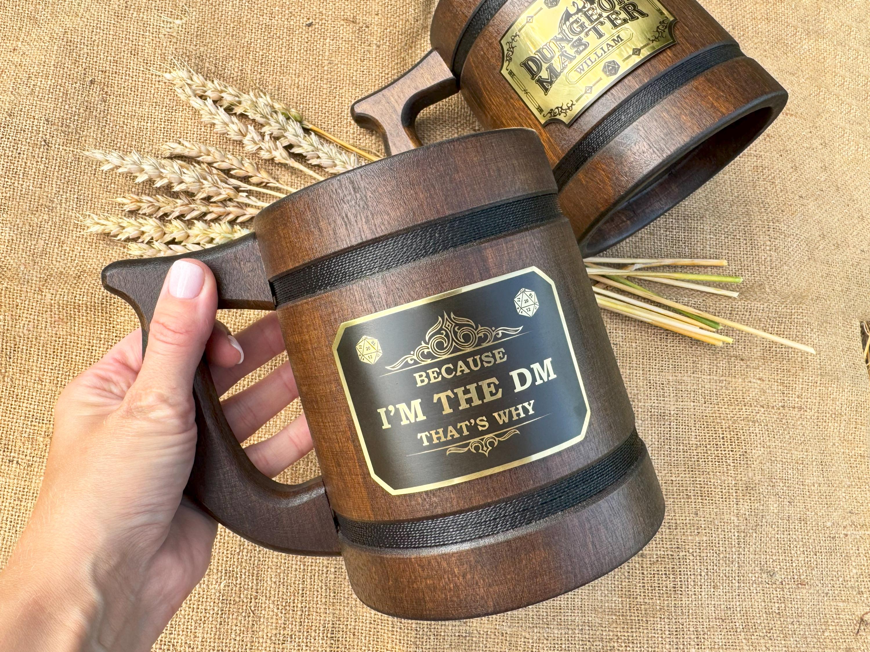 Personalized Dnd Mug, Custom Beer Stein, Engraved Beer Tankard, Because ...