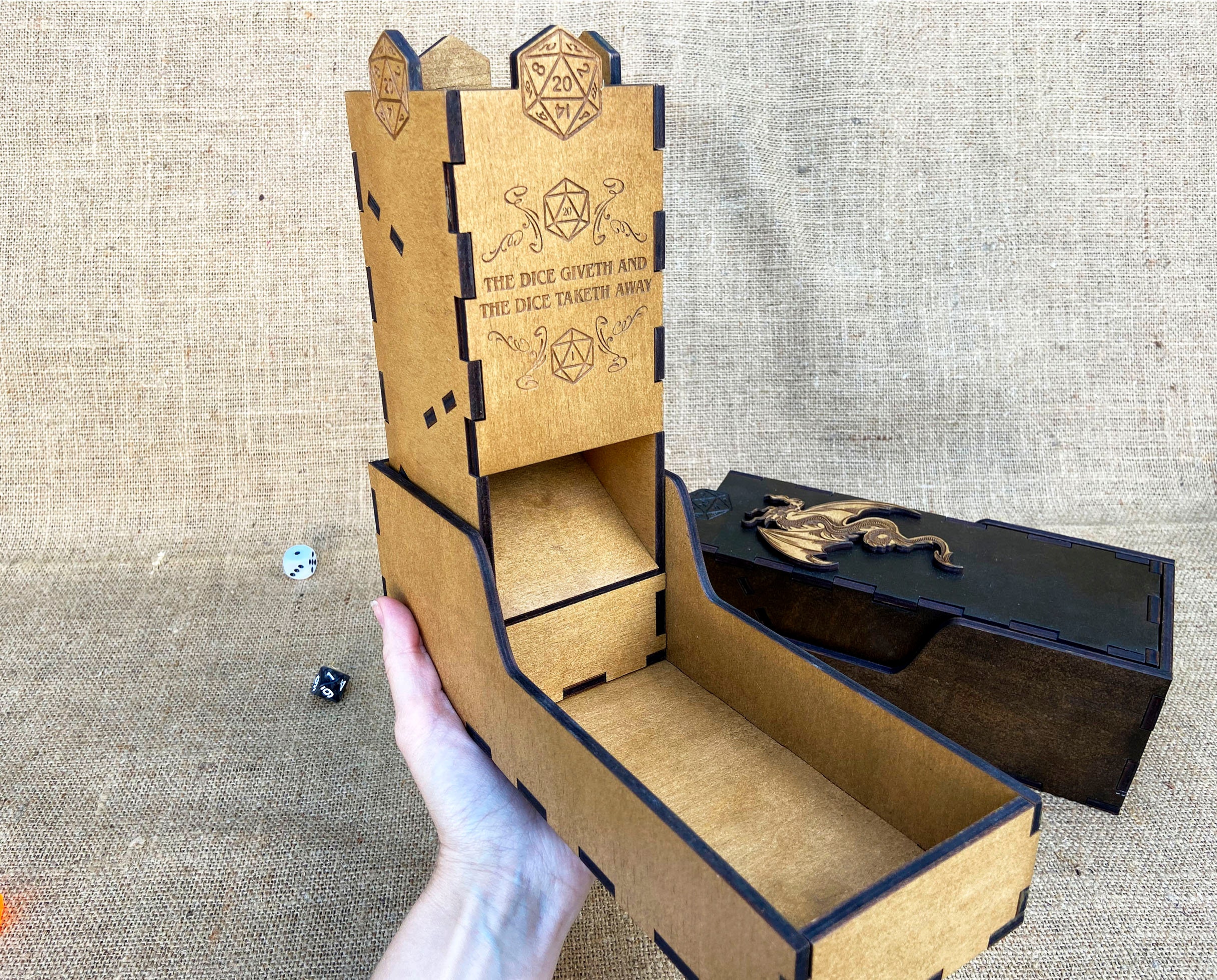 Custom Dice Tower Wood Dnd Tower and Tray Walnut Wood Dnd Dm - Etsy
