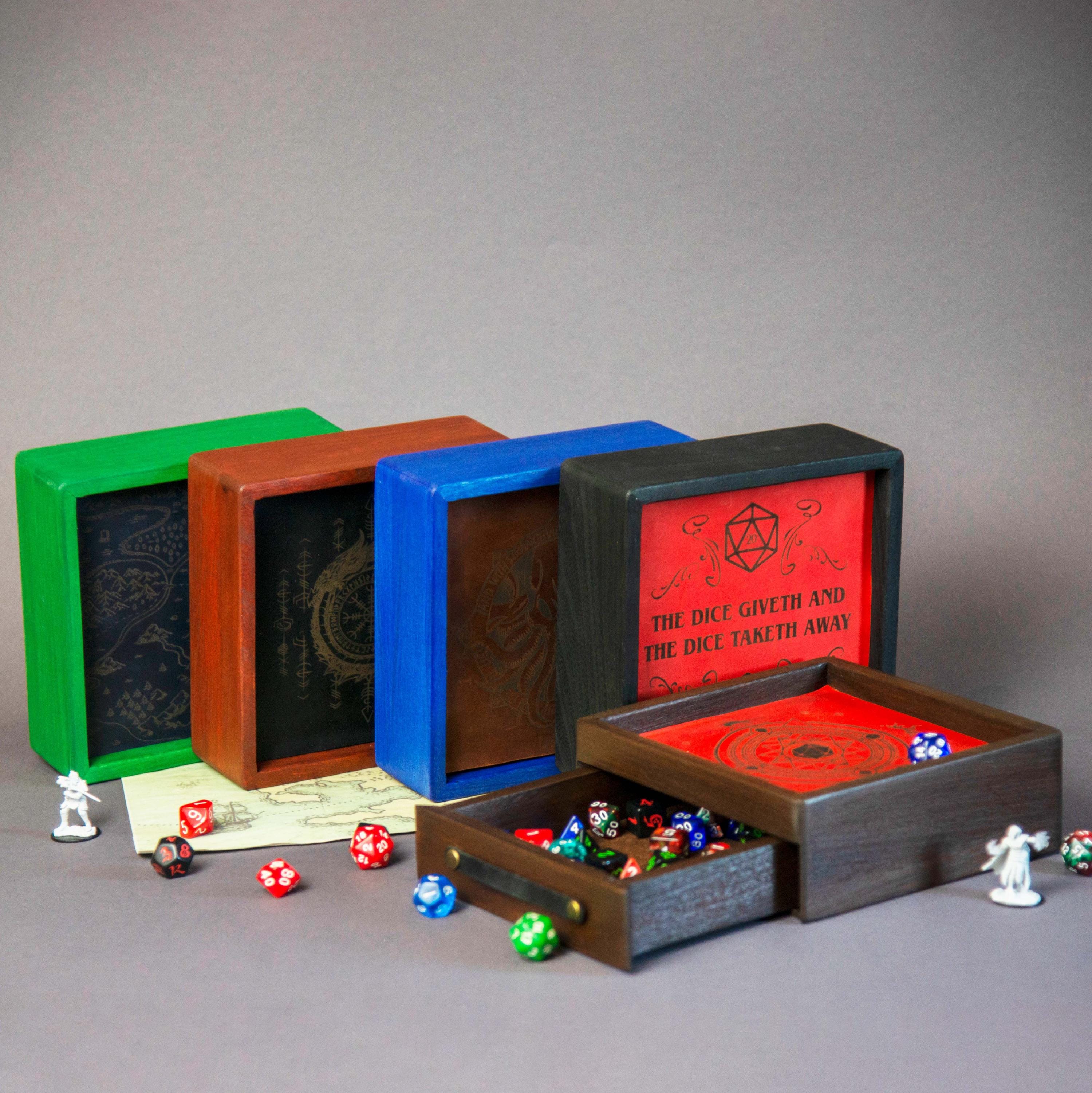 Custom Dice Rolling Tray Wood With Dice Storage, Dnd Dice Tray, Dice ...