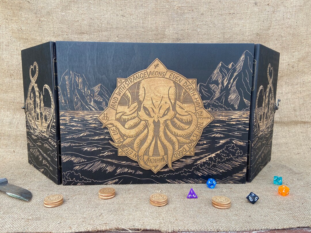 Cthulhu Screen Wood Magnetic, Kraken Dungeon Master Screen Personalized ...