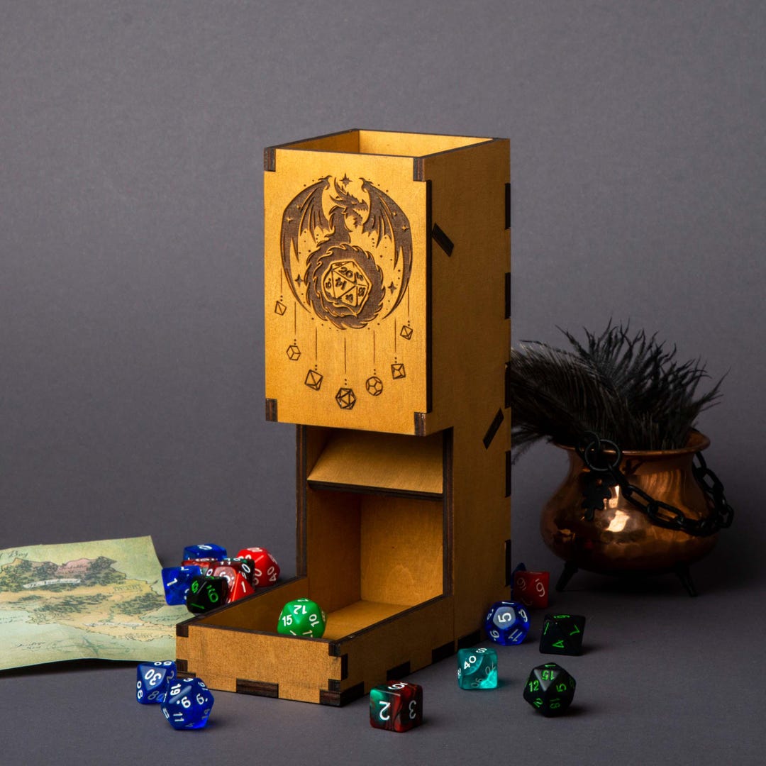 Dice Tower and Dice Tray Wood, Custom Dice Tower, Dice Tower Magnetic, Wooden Dice Tower ...