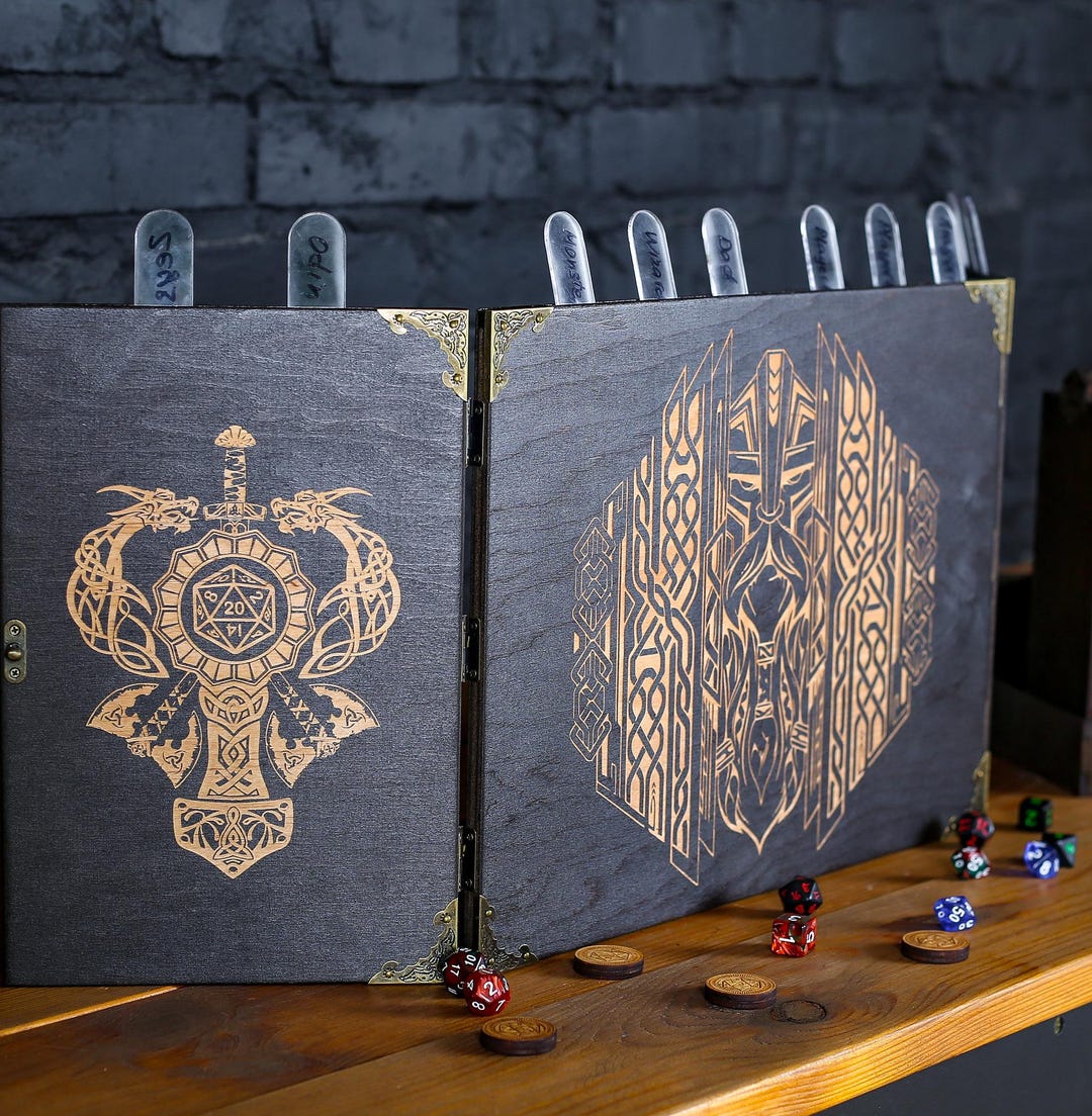DM Screen Wood With Dice Towers, Dnd Dm Screen Magnetic, Initiative ...