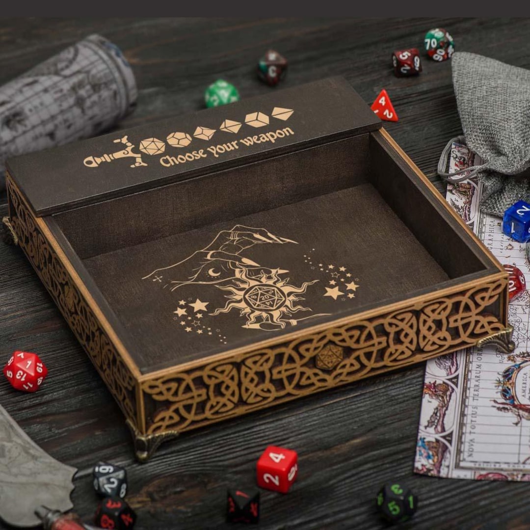 Dice Tray Wood, Rolling Dice Tray, RPG Dice Organizer, Gifts for DND ...