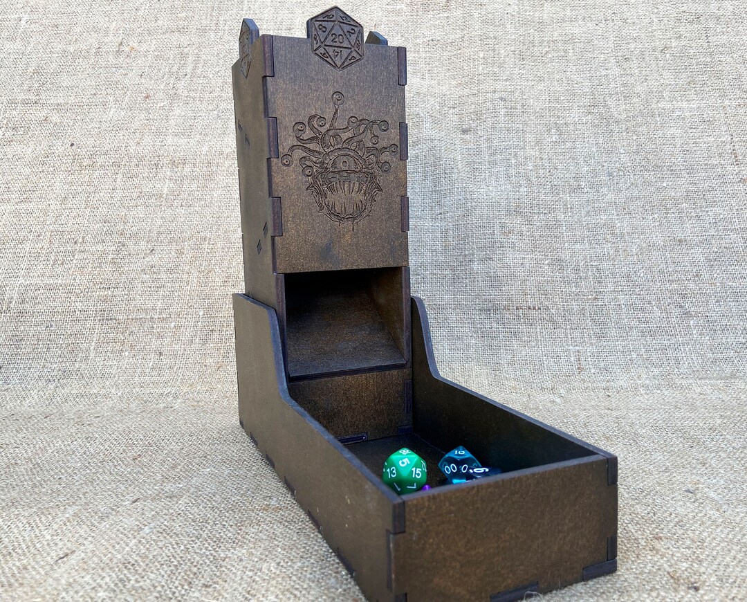 Dnd Dice Tower and Tray Wooden, Beholder Dice Tray, Dungeons and ...