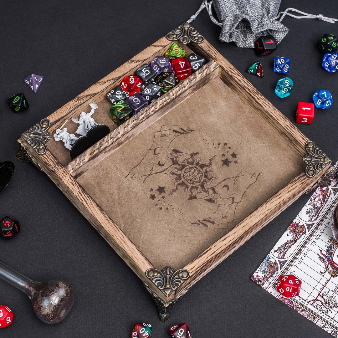 Dice Tray, Dice Tray Wood, Dice Tray Leather, Wooden Dice Tray, Dnd ...