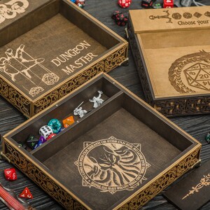 Wooden Dice Tray With Fantasy Map D&D Custom Dice Tray RPG Dice Rolling ...