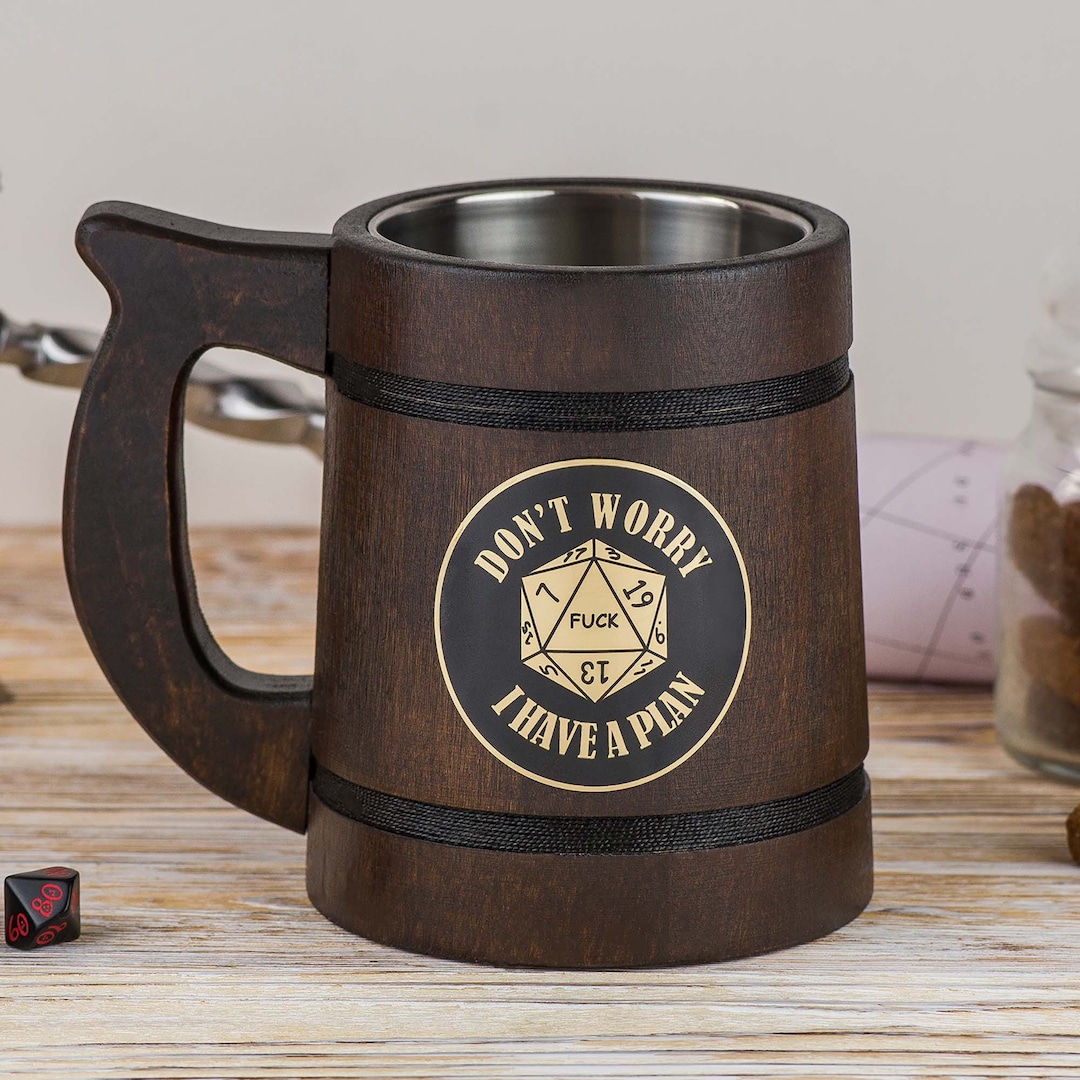 Dnd Gifts, Dungeons and Dragons Mug, Personalized Dnd Wood Tankard, Dnd ...