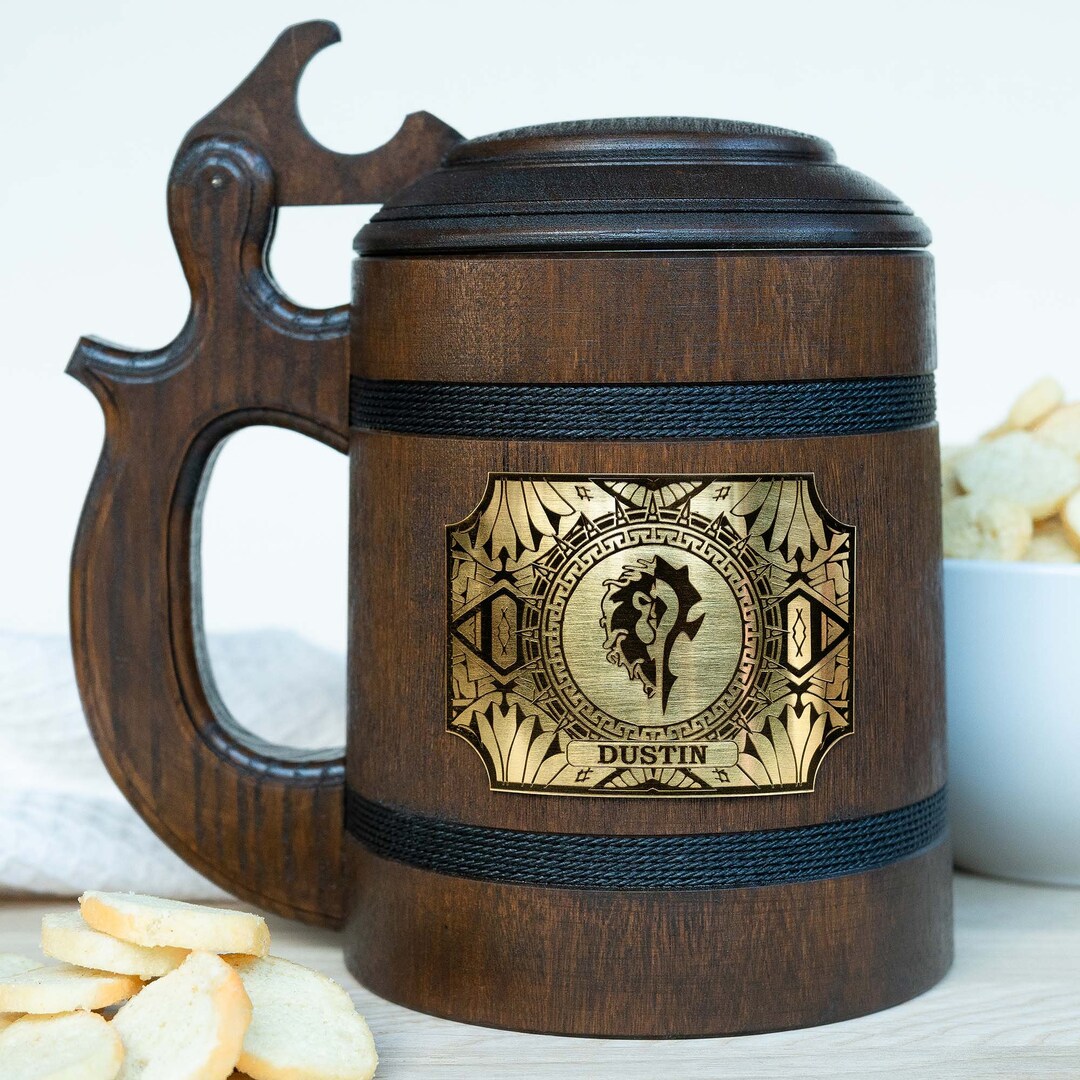 World of Warcraft Mug Warcraft Mug Alliance Wow Wooden Beer - Etsy