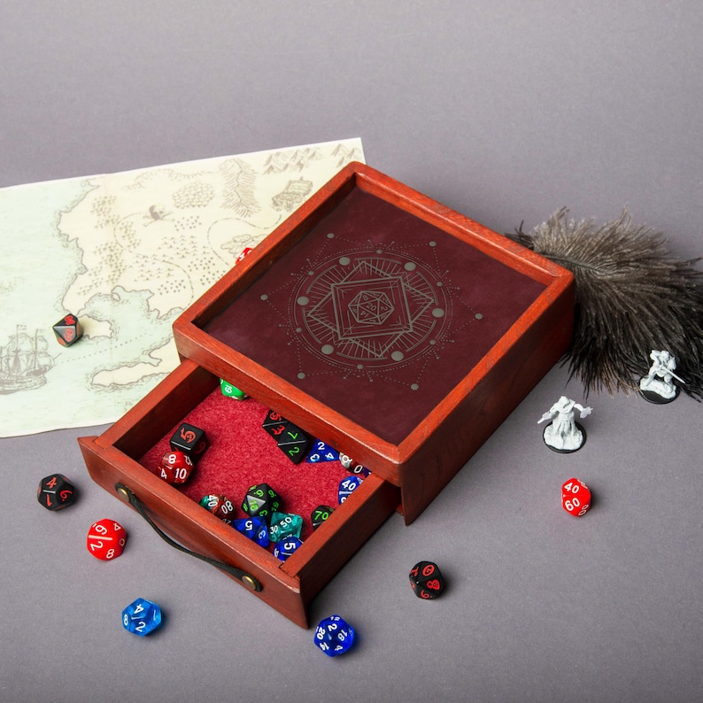 Personalized Dnd Dice Tray Wood With Dice Box, Wooden Dice Tray and ...