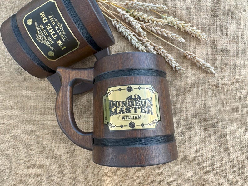 Custom Dnd Mug, Dungeons and Dragons Wooden Beer Tankard, Dungeon ...