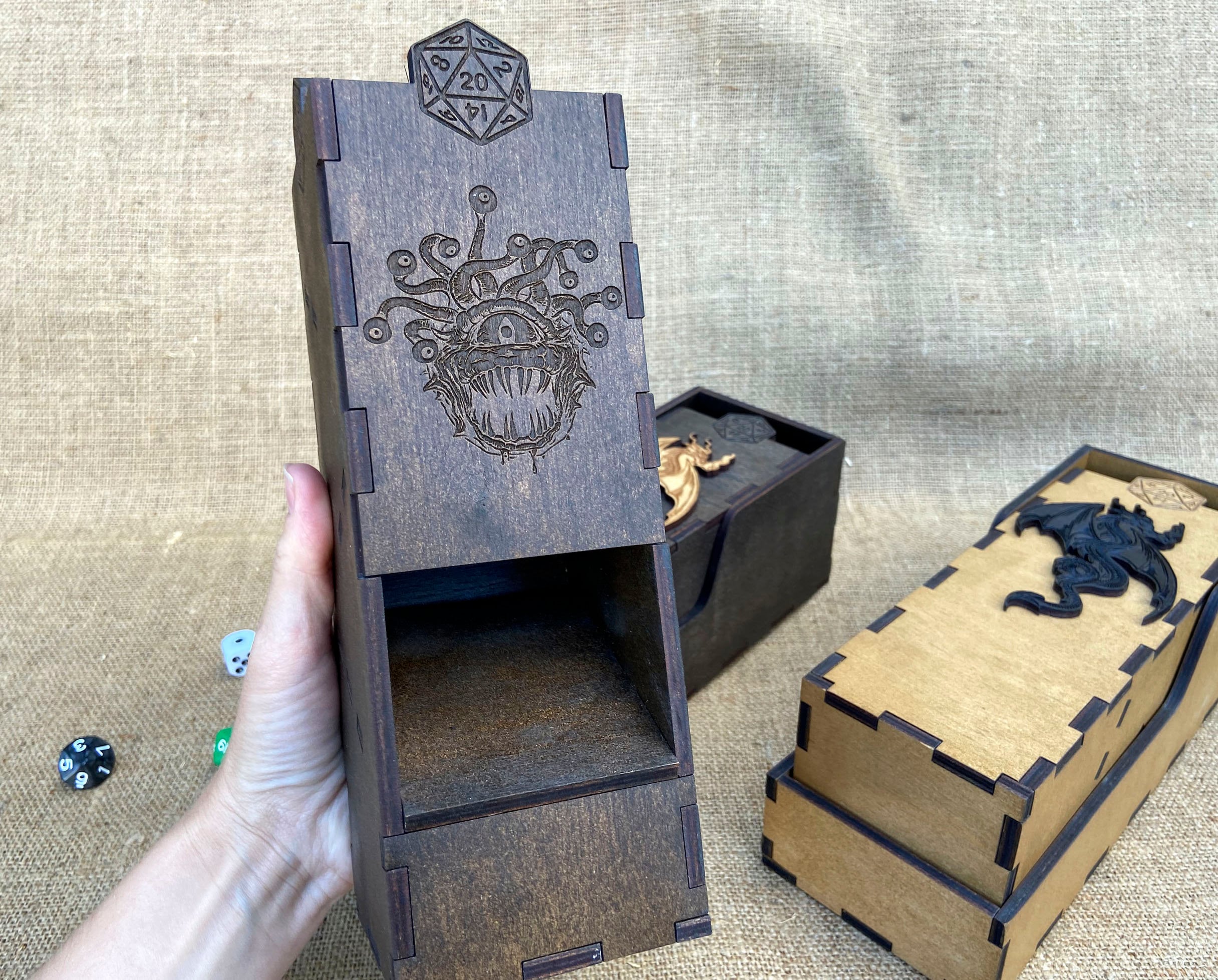 Custom Dice Tower Wood Dnd Tower and Tray Walnut Wood Dnd Dm - Etsy