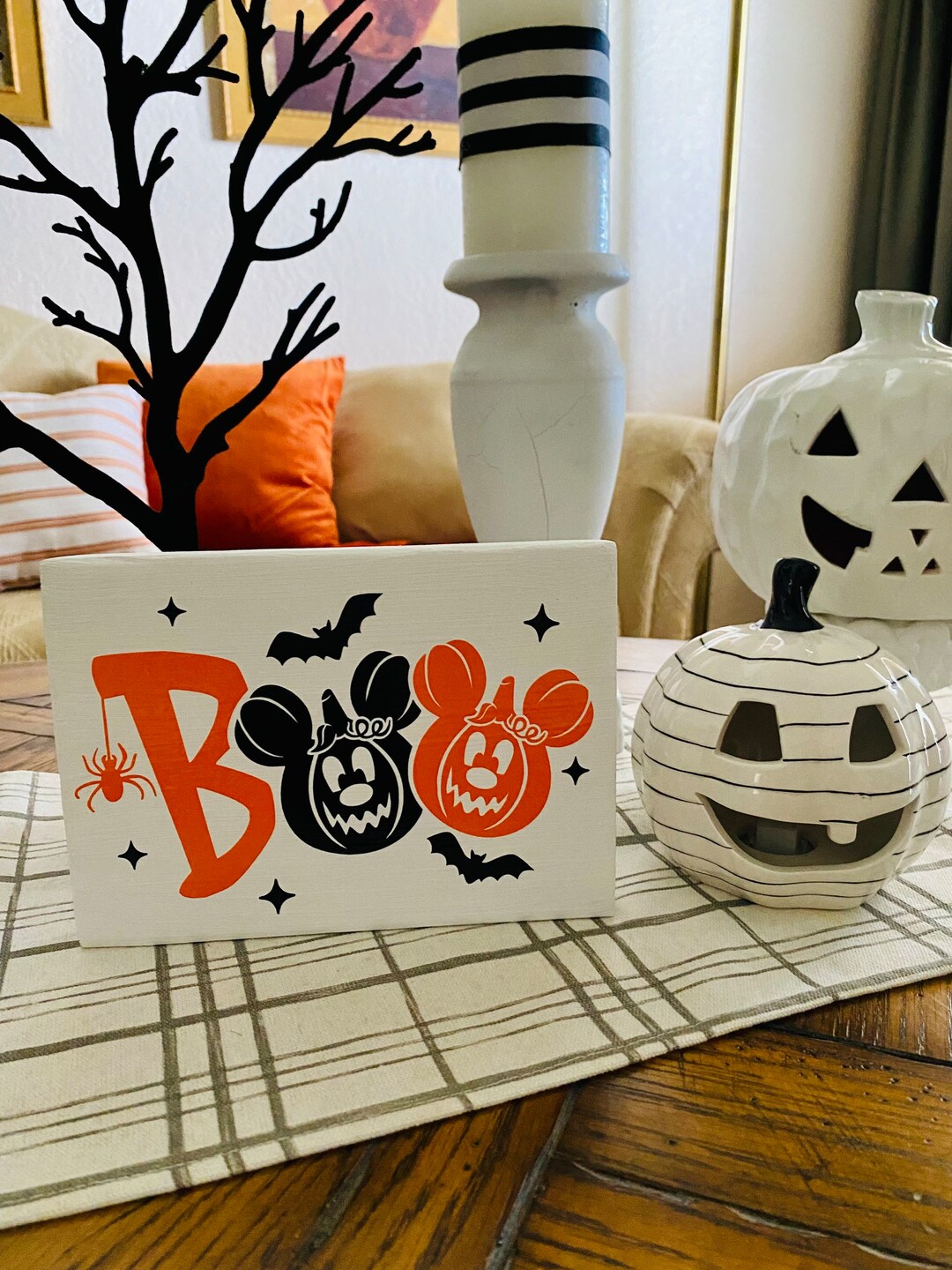 Disney Halloween Wood Sign, Mickey Mouse Boo Decor - Etsy