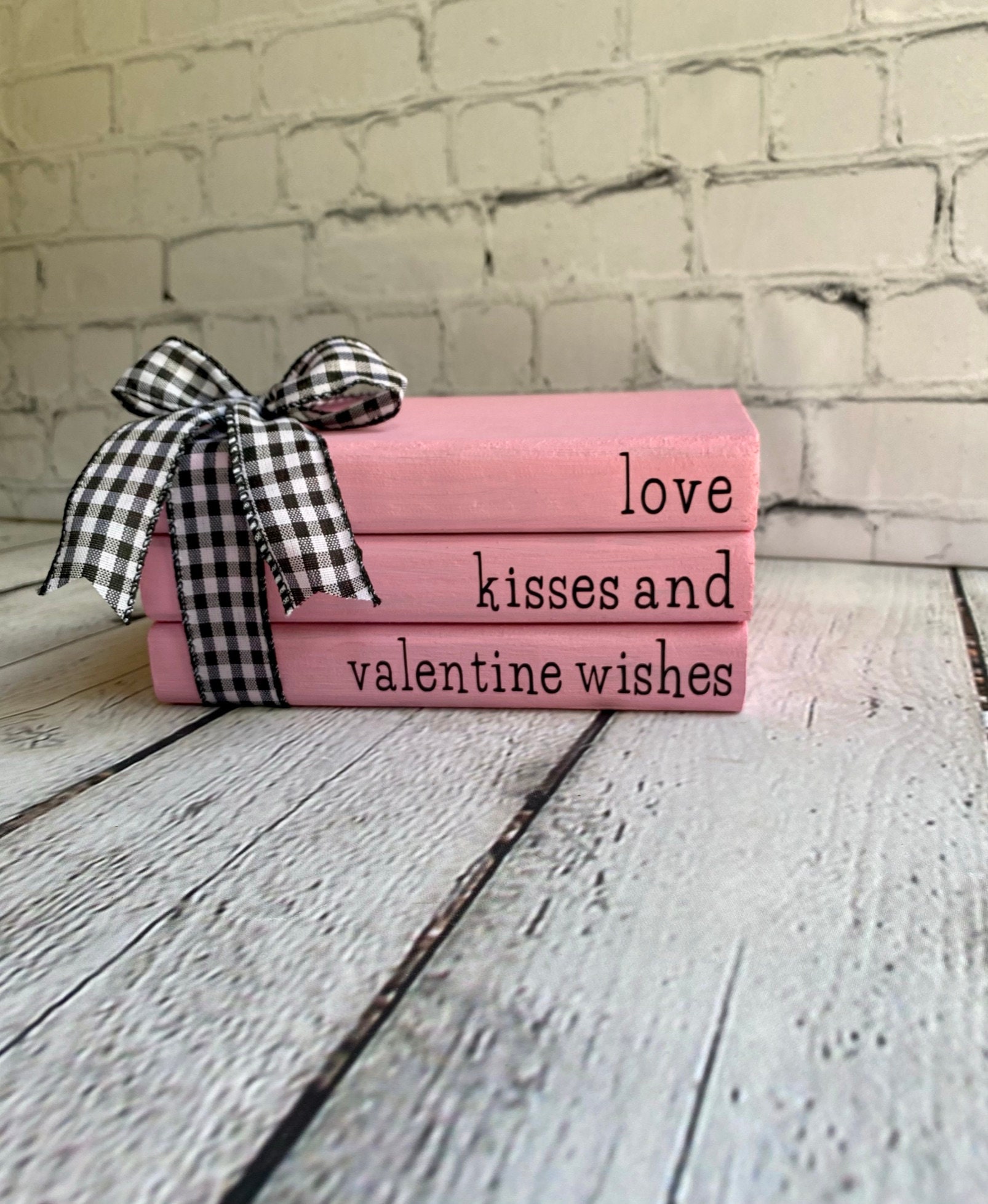 Valentine Decor Valentine Wood Book Stack Valentine Book - Etsy