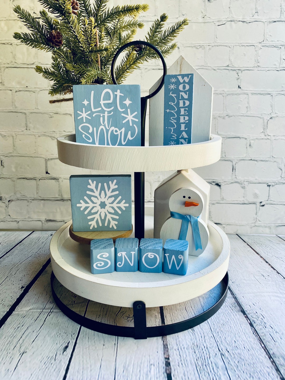 Snowman Tiered Tray Bundle, Let It Snow Tiered Tray Bundle, Winter ...