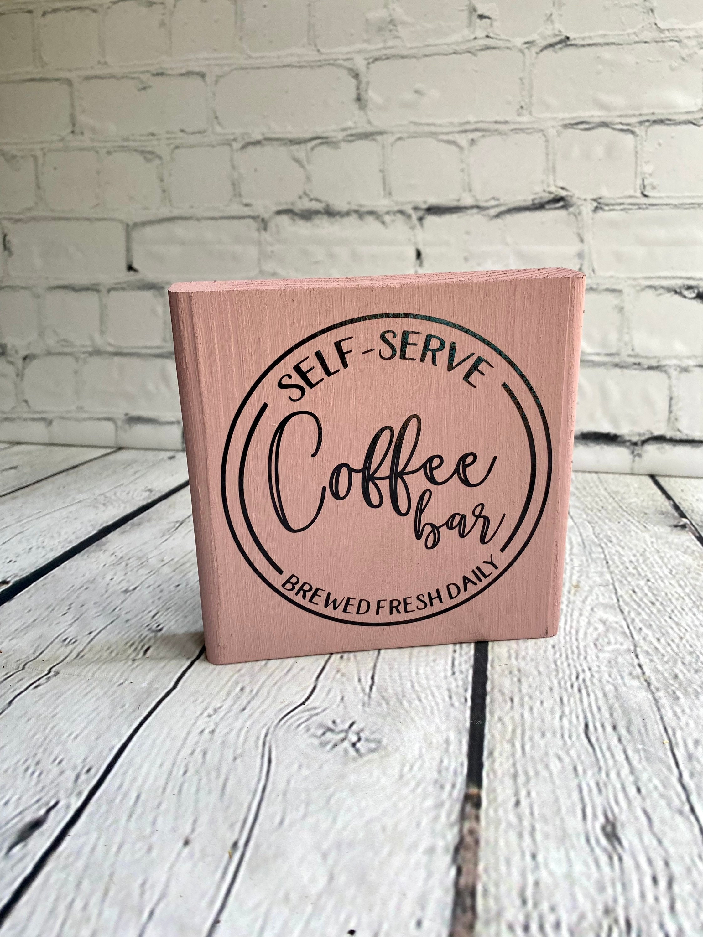 Pink coffee sign pink self serve coffee bar sign pink Coffee | Etsy