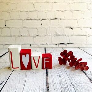 Valentines LOVE Wood Block Set, Valentines Wood Block Set, Love Wood ...