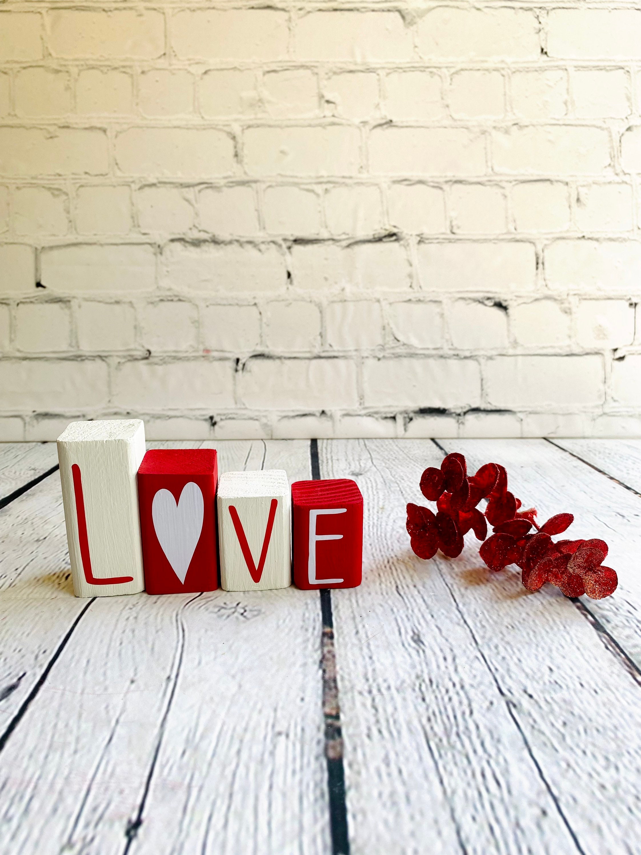 Valentines LOVE Wood Block Set, Valentines Wood Block Set, Love Wood ...