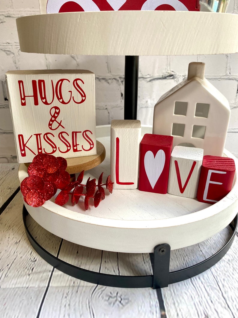 Valentines LOVE Wood Block Set, Valentines Wood Block Set, Love Wood ...