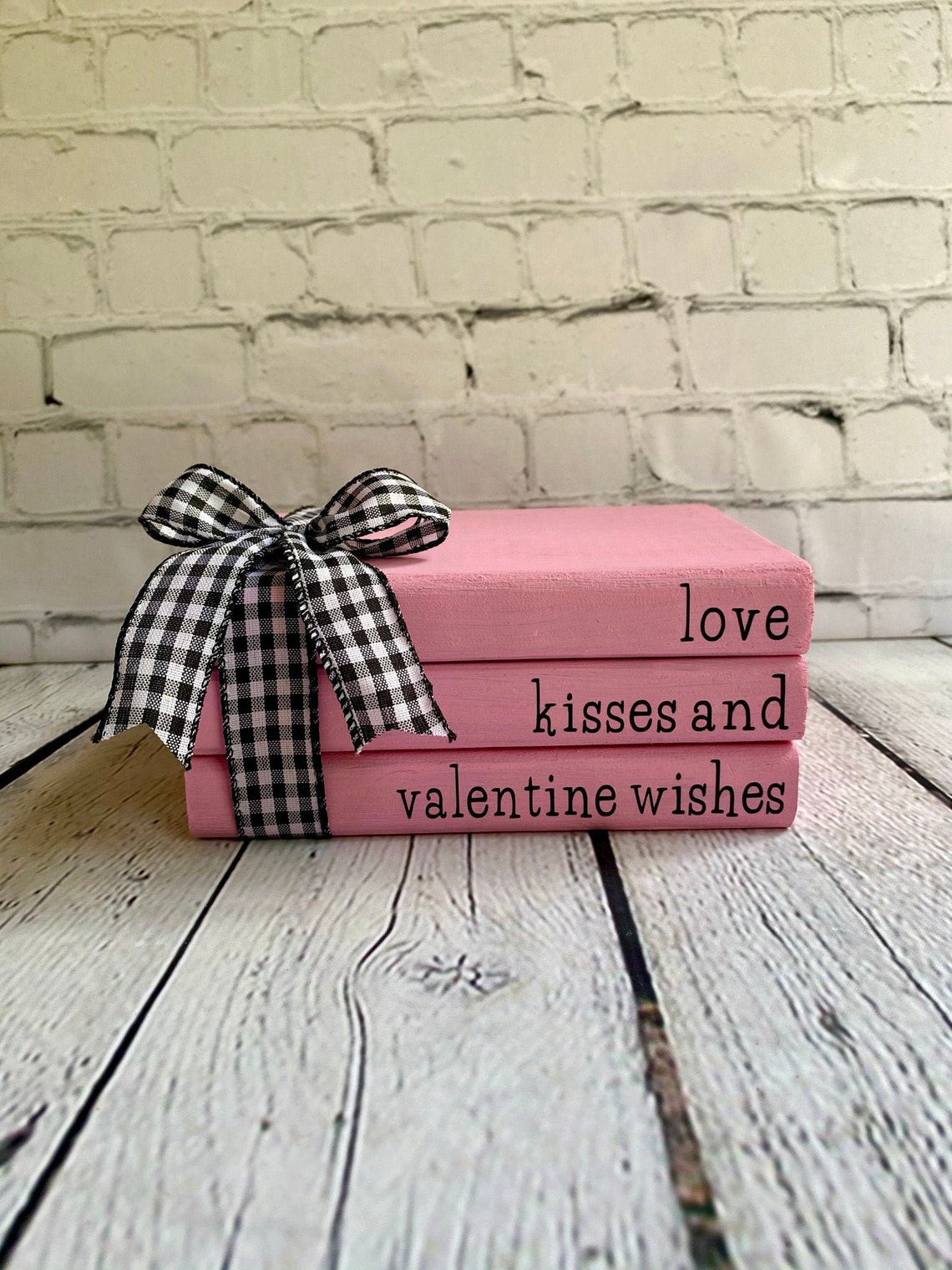 Valentine Decor Valentine Wood Book Stack Valentine Book - Etsy
