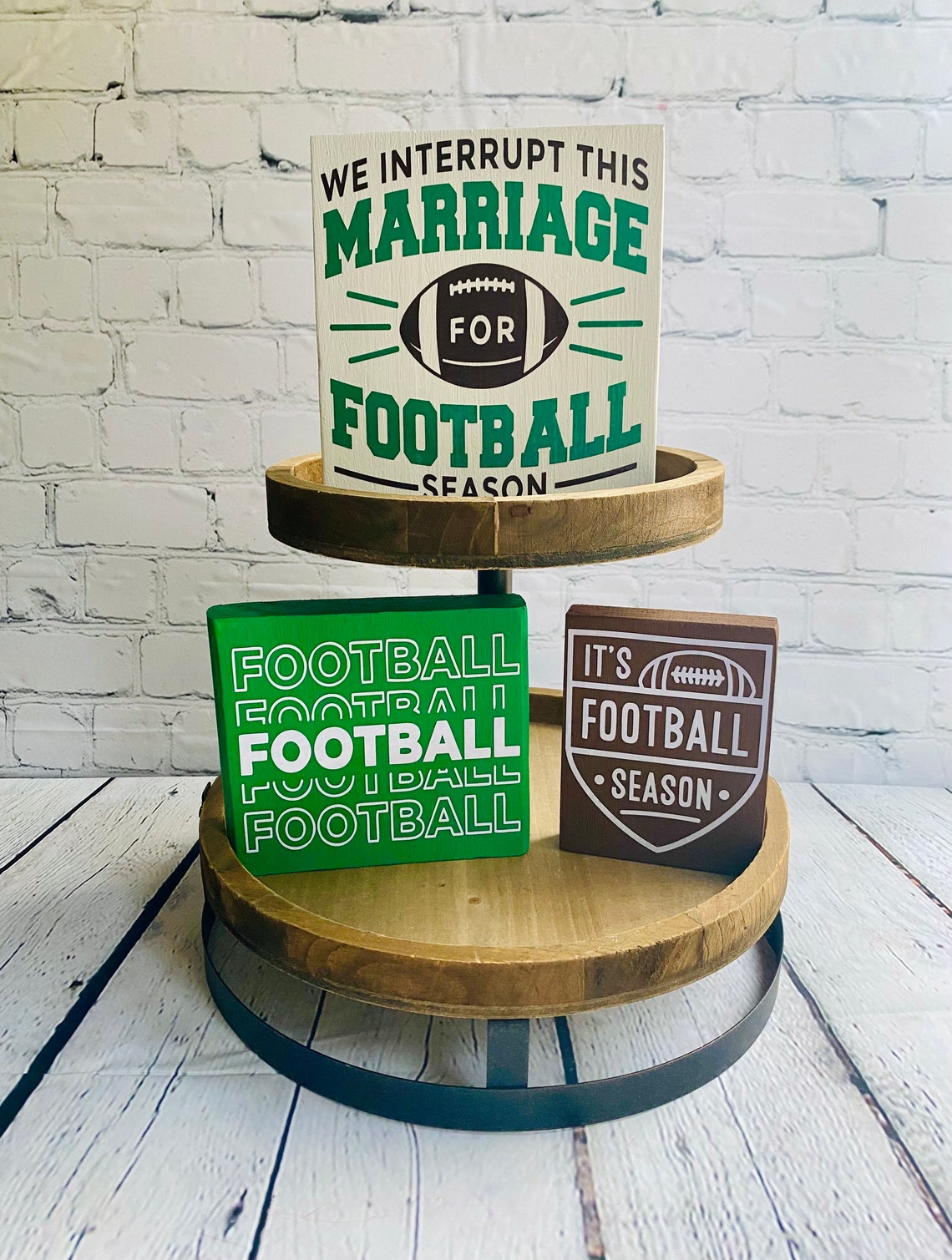 Hand Painted Football Tiered Tray Signs: Game Day Sports Decor - Etsy