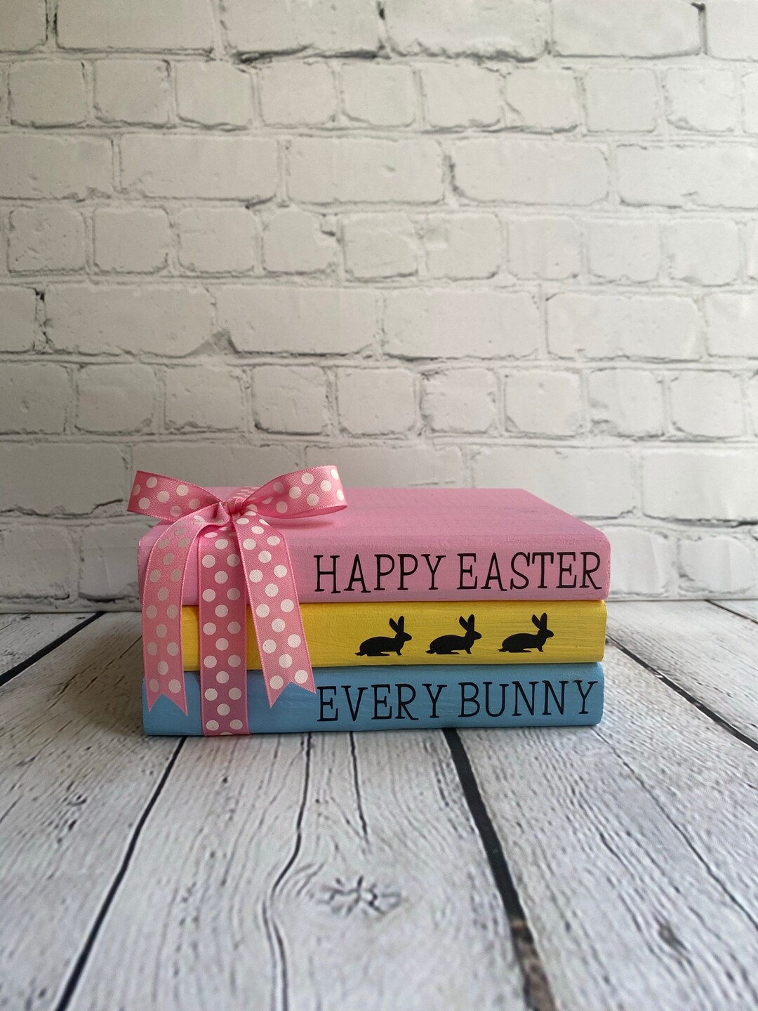 Easter Decor, Easter Wood Faux Book Stack, Easter Book Stack, Easter ...