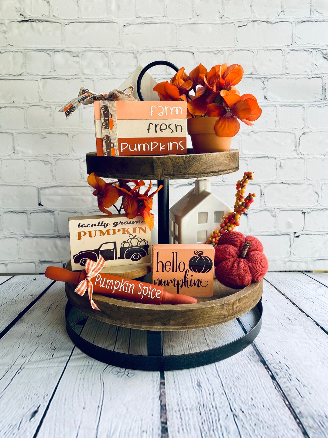 Fall Tiered Tray Bundle, Fall Mini Rolling Pins, Fall Book Stack Bundle ...