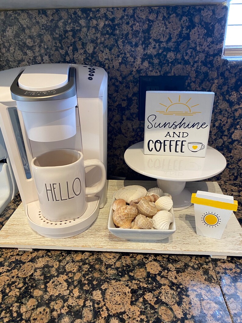Sunshine and Coffee Sign Summer Coffee Wood Block Sign - Etsy