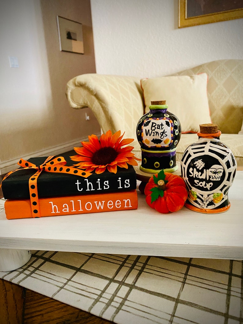 Halloween Wooden Book Stack Faux Books Halloween Decor Fall | Etsy