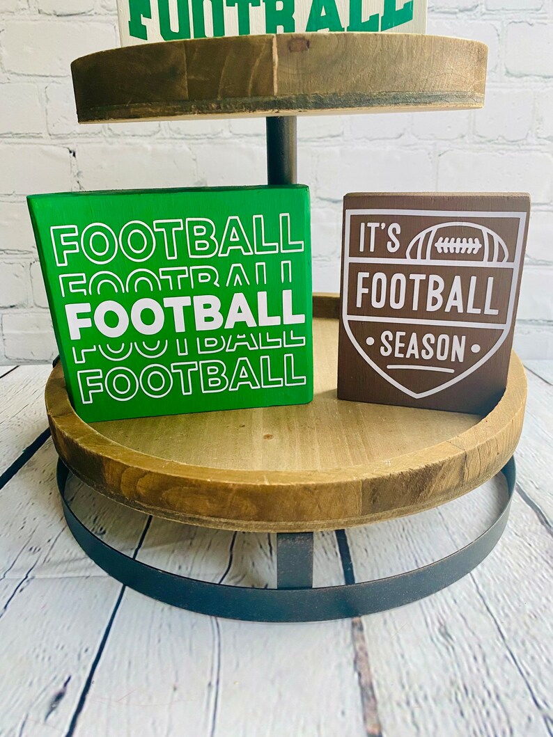 Hand Painted Football Tiered Tray Signs: Game Day Sports Decor - Etsy
