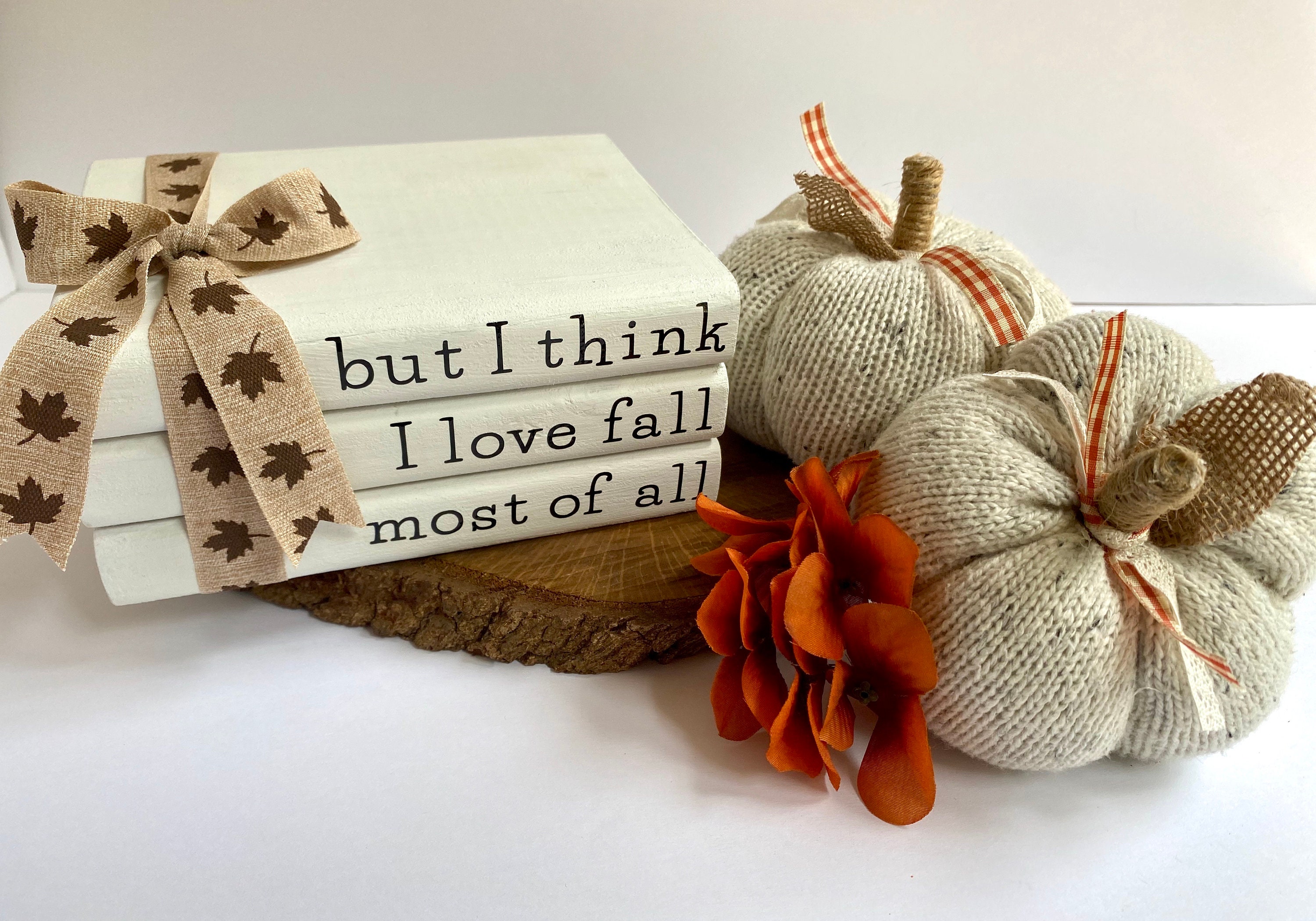 But I Think I Love Fall Most of All Wood Book Stack Fall - Etsy