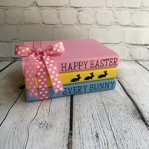 Easter Decor, Easter Wood Faux Book Stack, Easter Book Stack, Easter ...