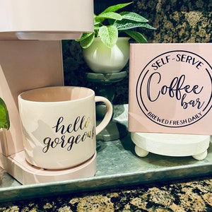 Pink Coffee Sign, Pink Self Serve Coffee Bar Sign, Pink Coffee Station ...