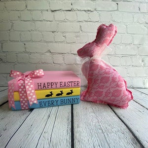 Easter Decor, Easter Wood Faux Book Stack, Easter Book Stack, Easter ...