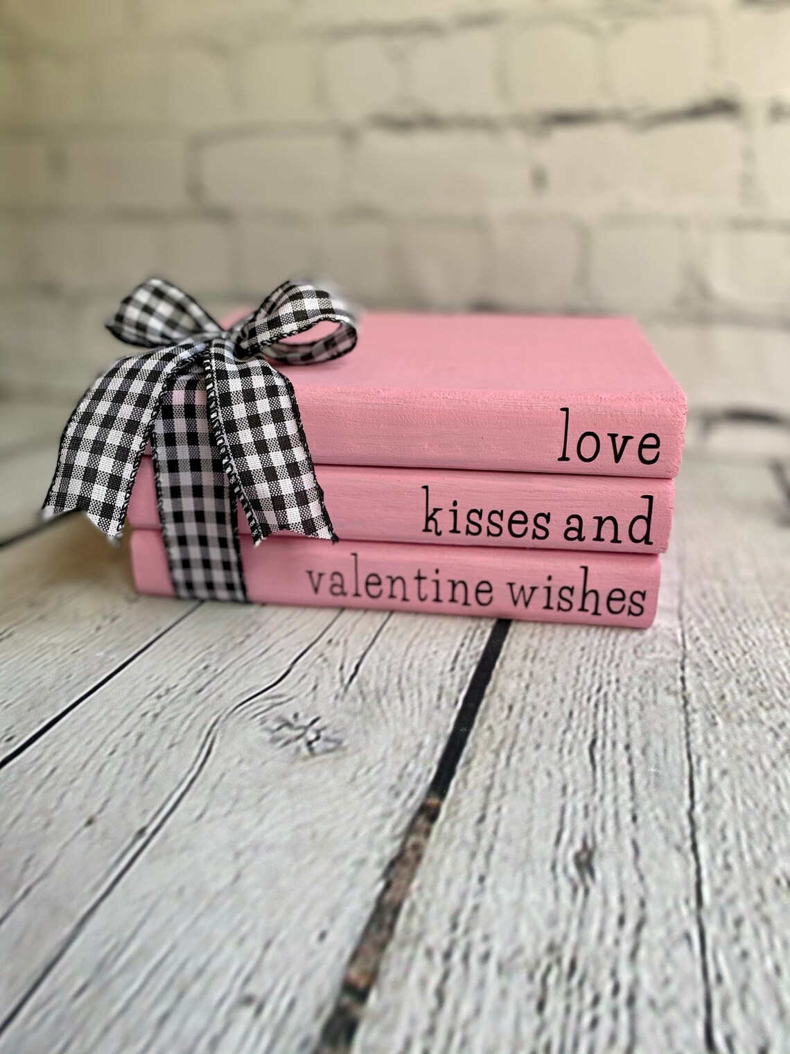 Valentine Decor Valentine Wood Book Stack Valentine Book - Etsy