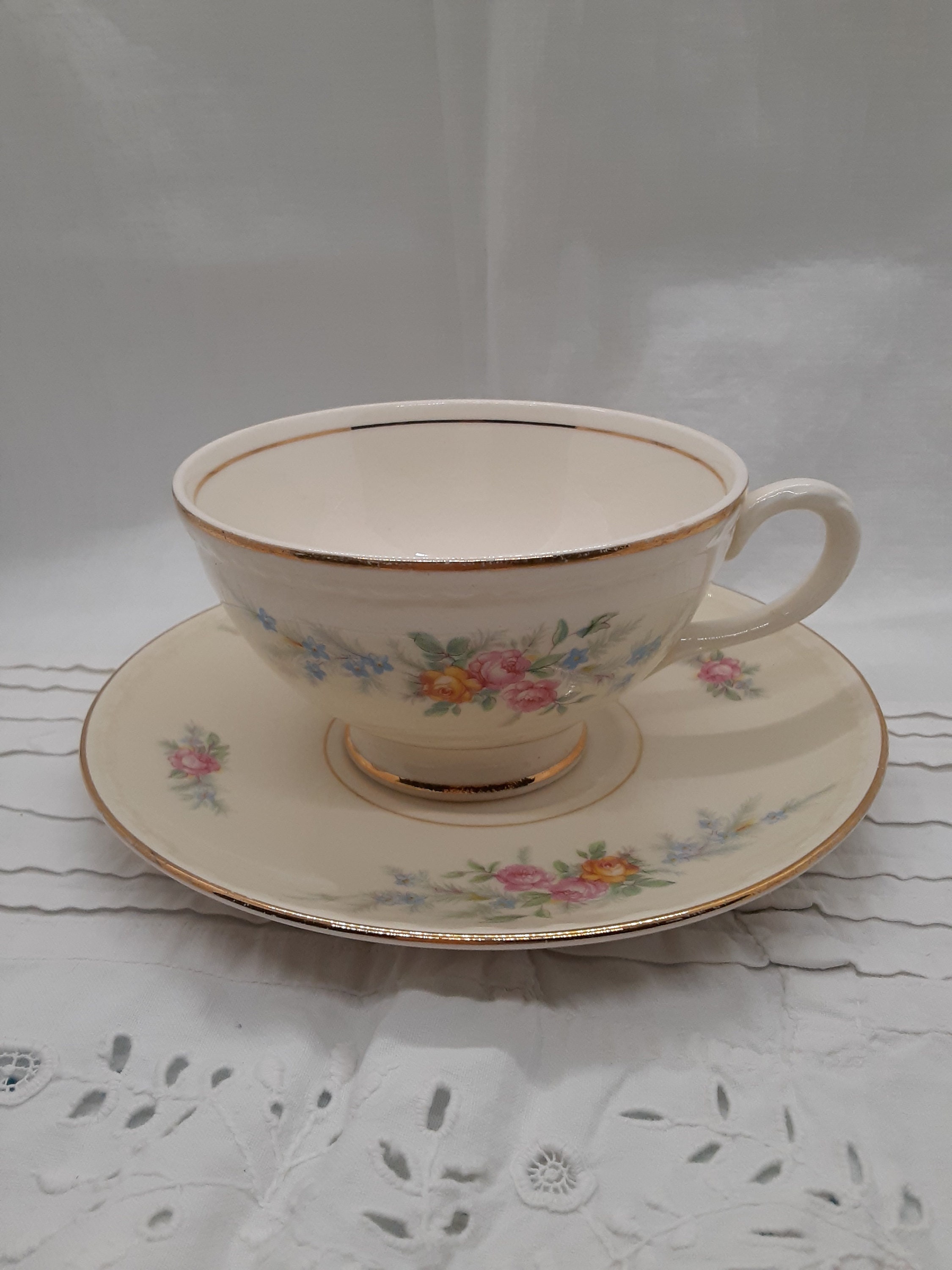 Vintage Homer Laughlin Georgian Eggshell Pink Floral Pattern | Etsy