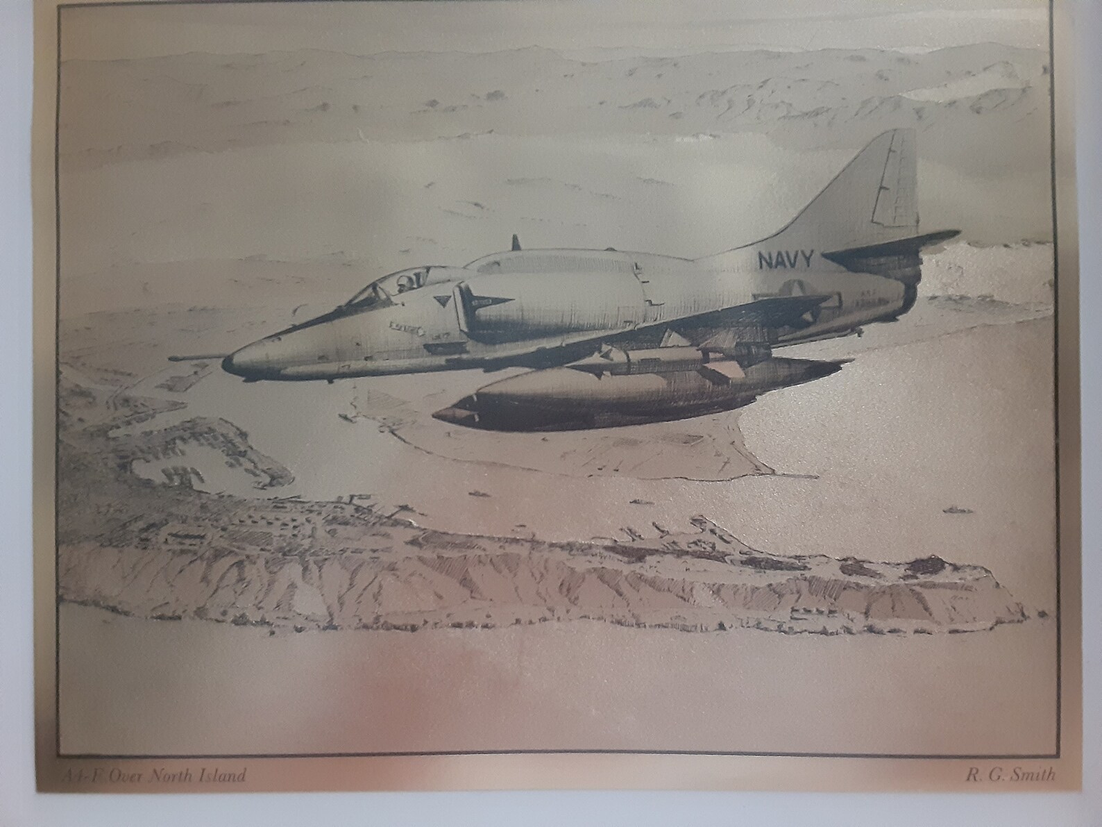 R.G. Smith Gold Foil Etching A4-F Over North Island - Etsy