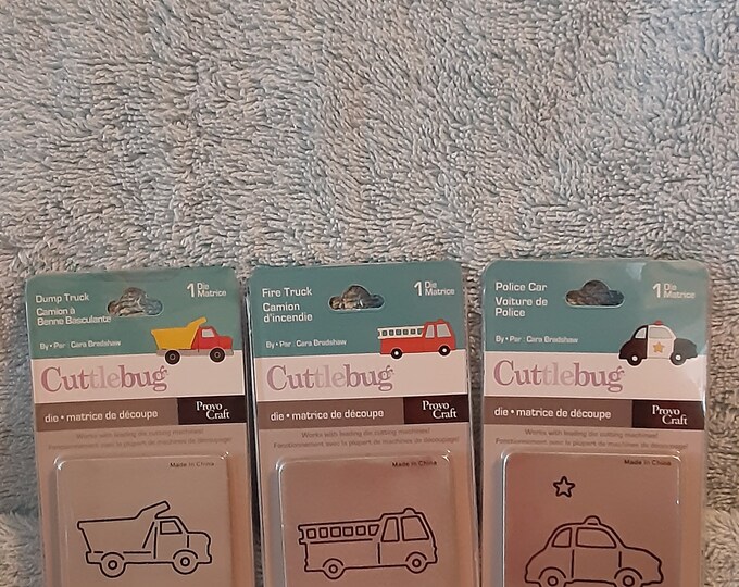 Provo Craft Cuttlebug Dies; Dump Truck, Fire Truck, Police; 37-1521; 37 ...