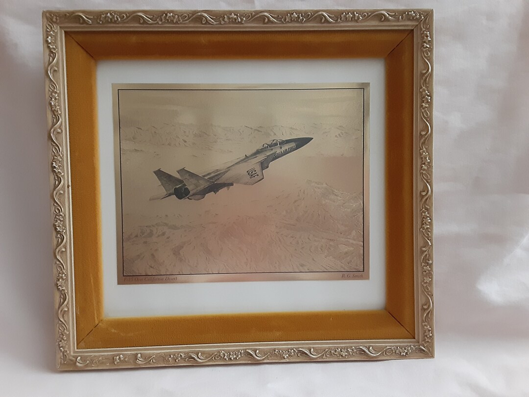 R.G. Smith Gold Foil Etching; F-15 Over California Desert - Etsy