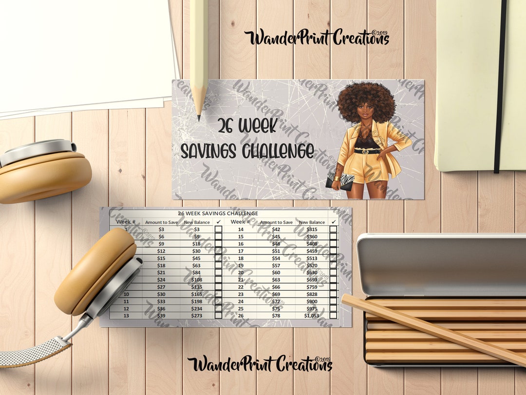 26 WEEK SAVINGS CHALLENGE Single Cash Envelope : Printable Budget ...