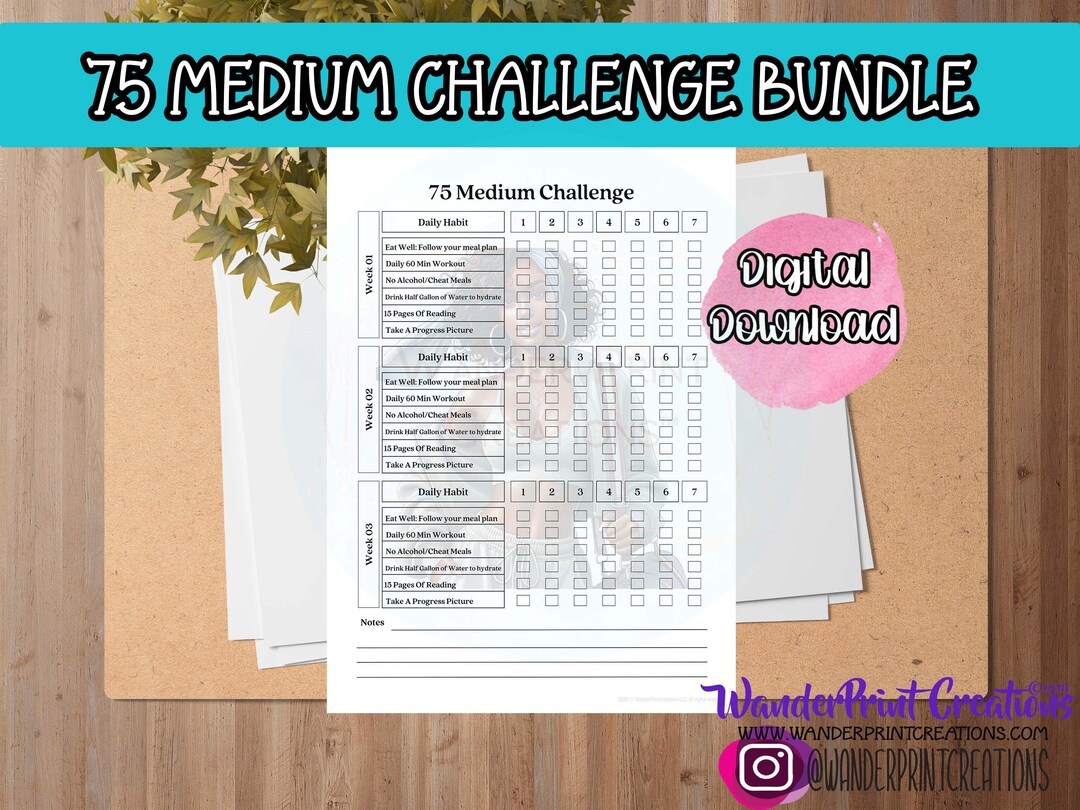 75 MEDIUM CHALLENGE BUNDLE | Printable - Etsy
