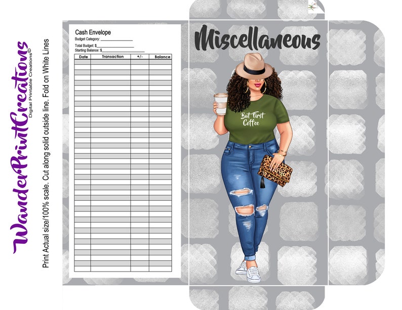 CURVY GIRL: CARAMEL Pre Labeled Cash Envelopes Set of 7 | Etsy